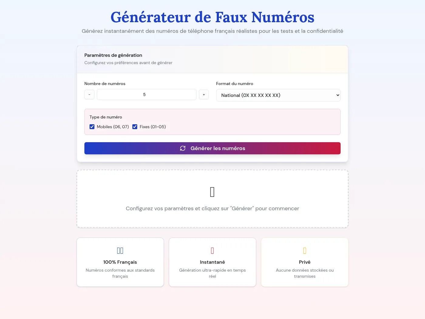 Faux Numéro Générateur