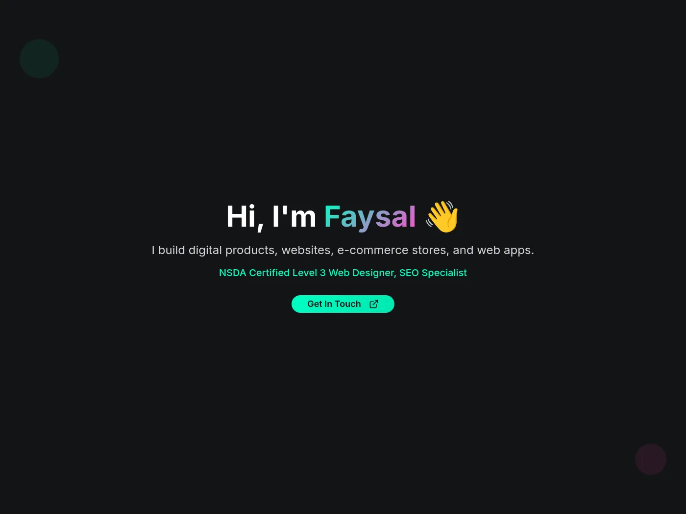Faysal Hoque Portfolio – Neon Dark Theme Web Designer & SEO Specialist