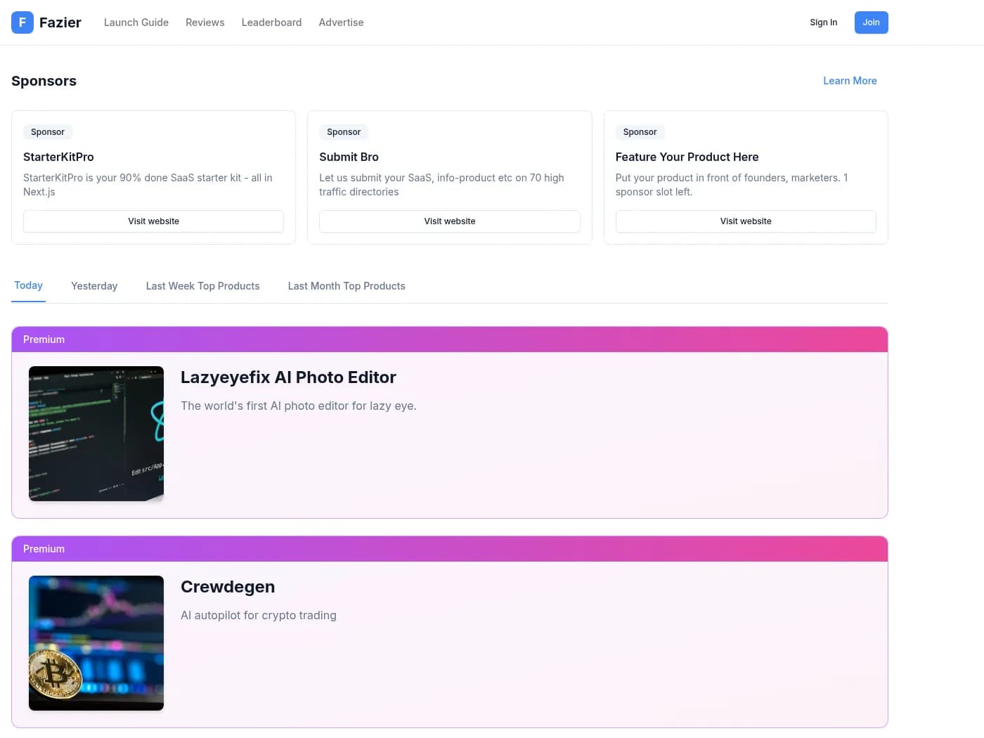 Fazier Website Clone