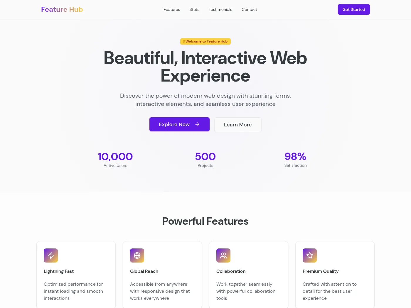Feature-Rich Interactive Webpage