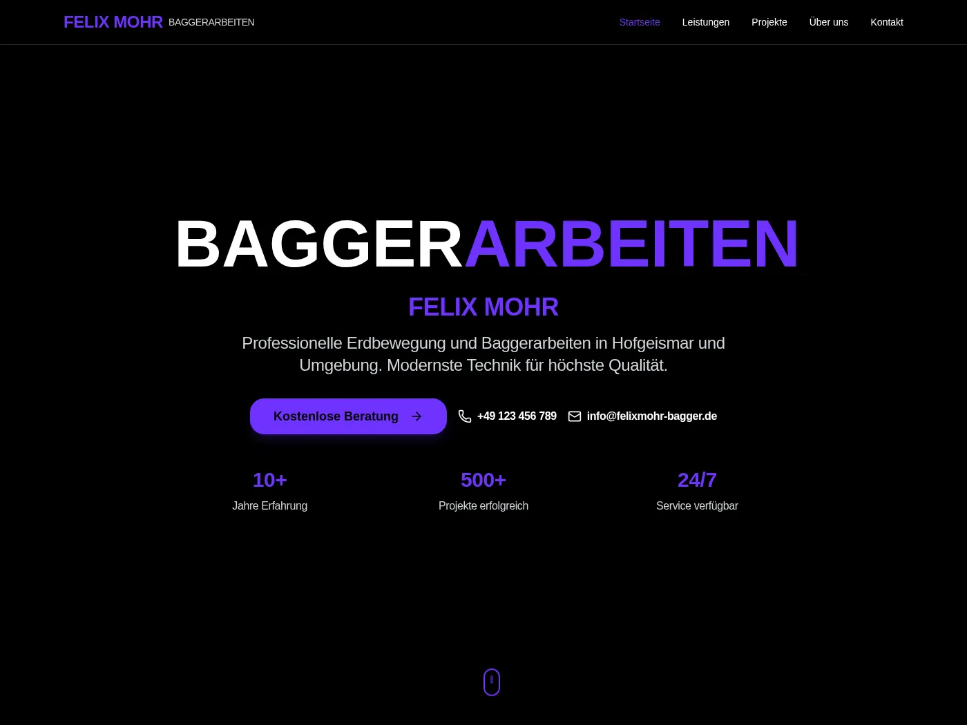Felix Mohr Baggerarbeiten Web Presence