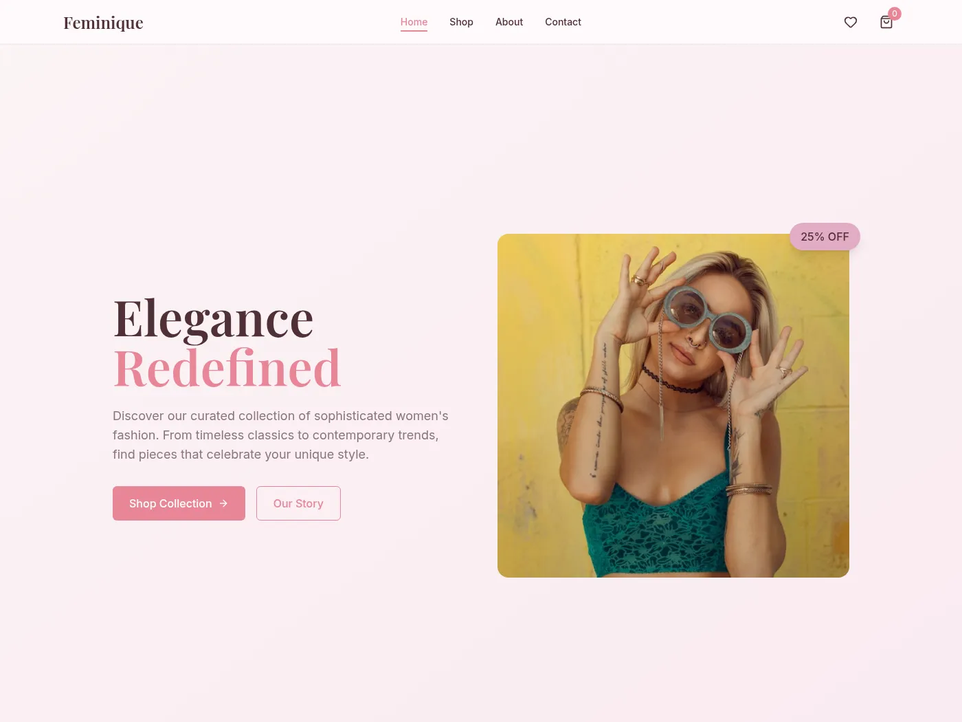 Feminique Boutique: Elegant Ecommerce Frontend for Women's Fashion