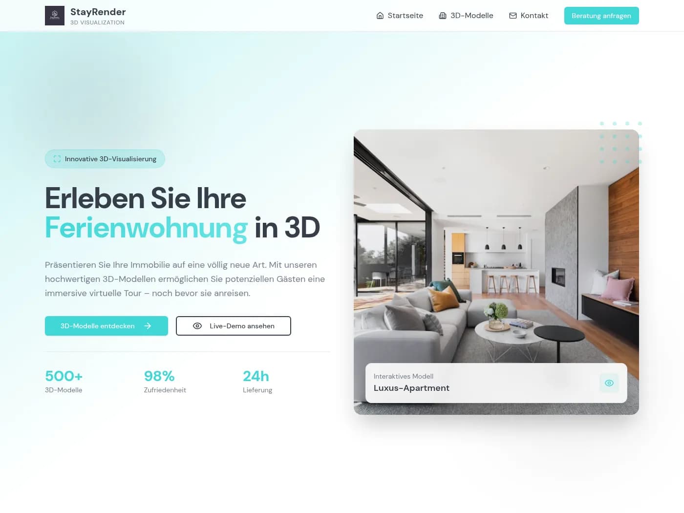 Ferienwohnung 3D-Modell Website