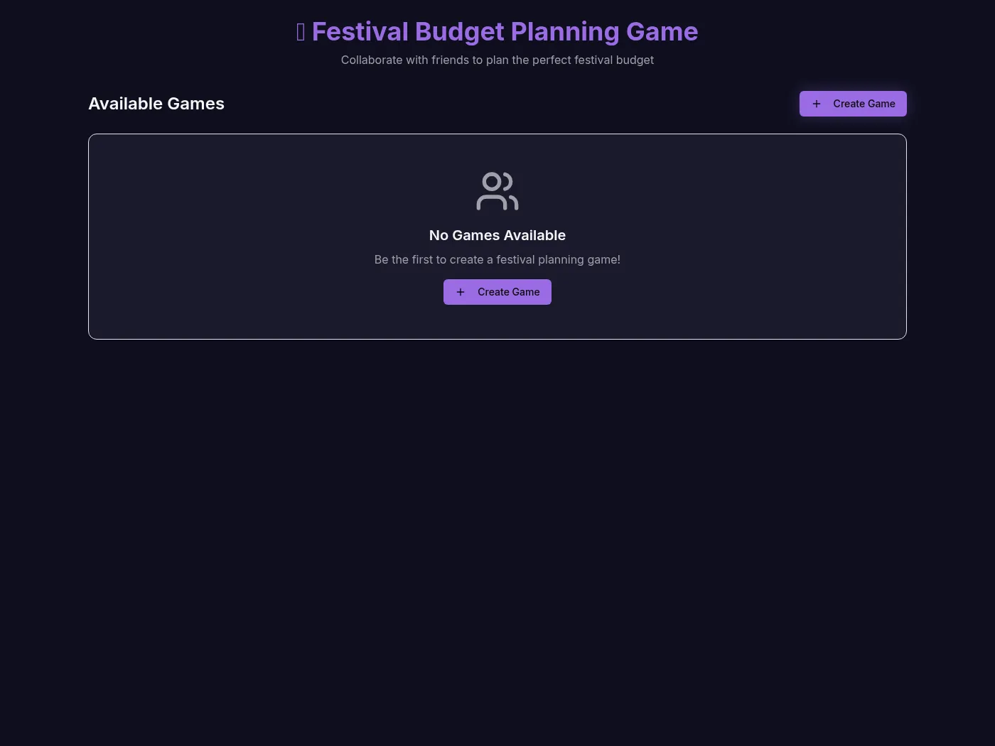 Festival Budget Multiplayer Planning Game