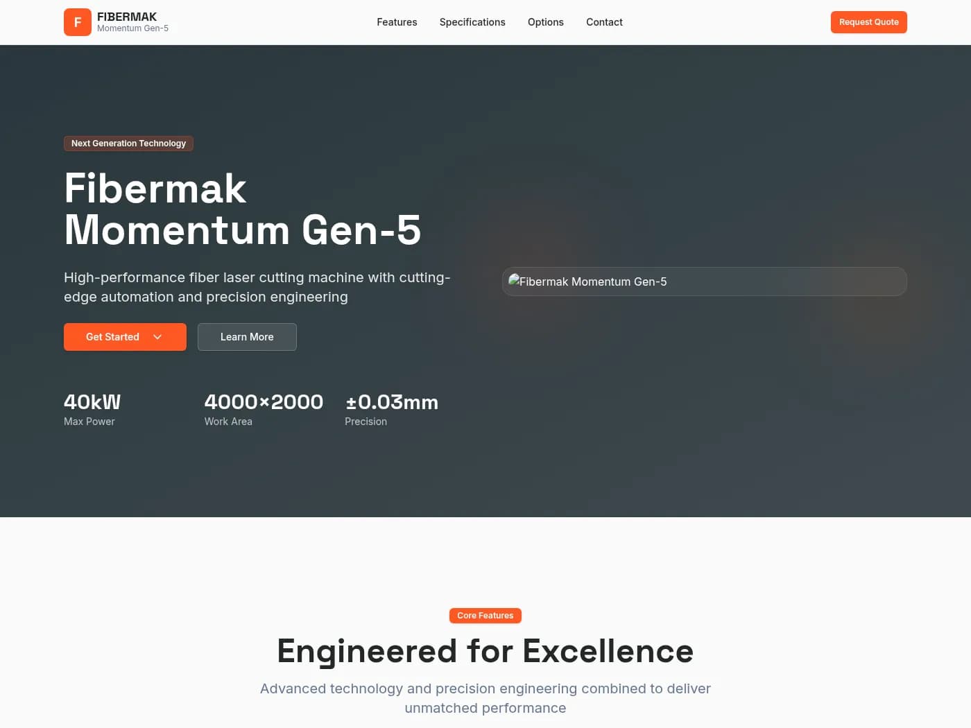 Fibermak Momentum Gen-5 Product Showcase Website