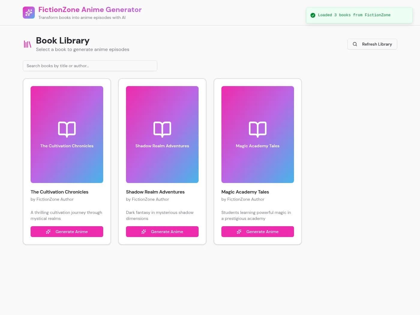 FictionZone Anime Generator: AI-Powered Text-to-Video Web App