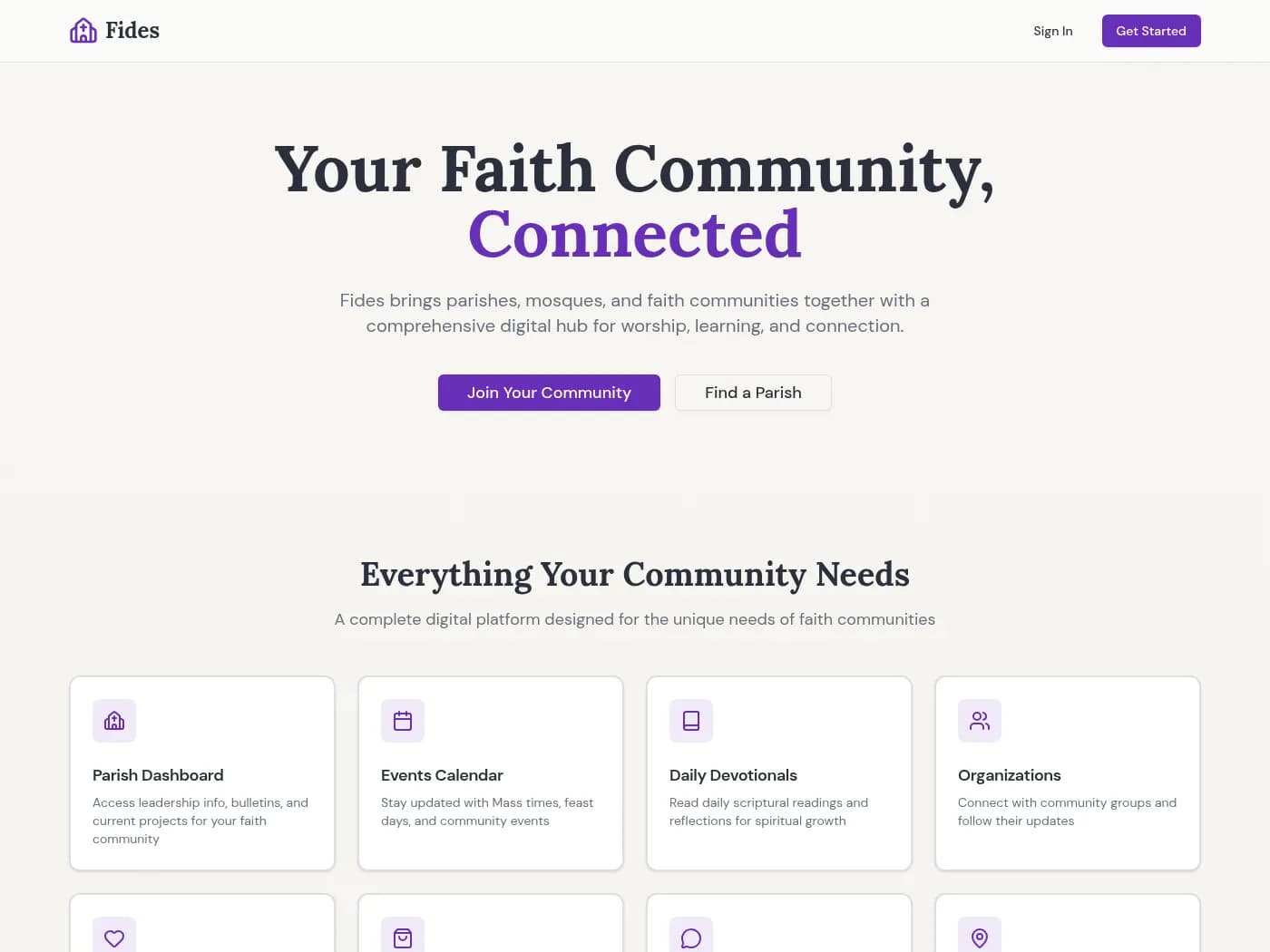 Fides: Customizable Faith Community Hub for Parishes, Mosques & Religious Centers