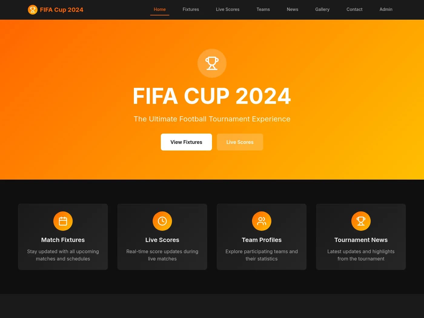 FIFA-Style Tournament Website with Live Scores & Admin Panel