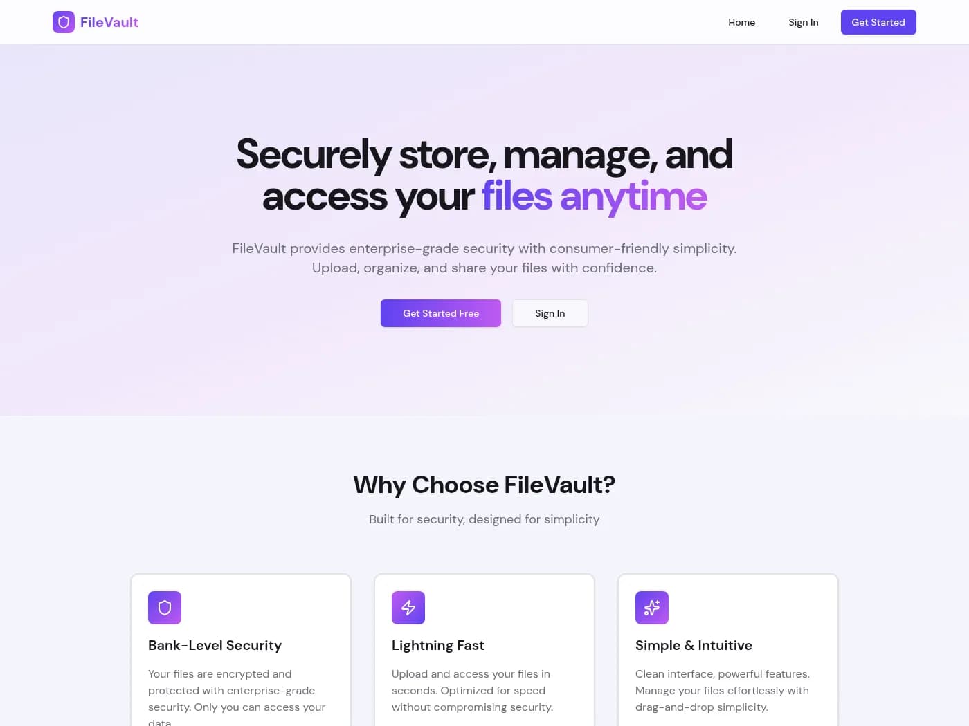 FileVault – Secure File Management Platform