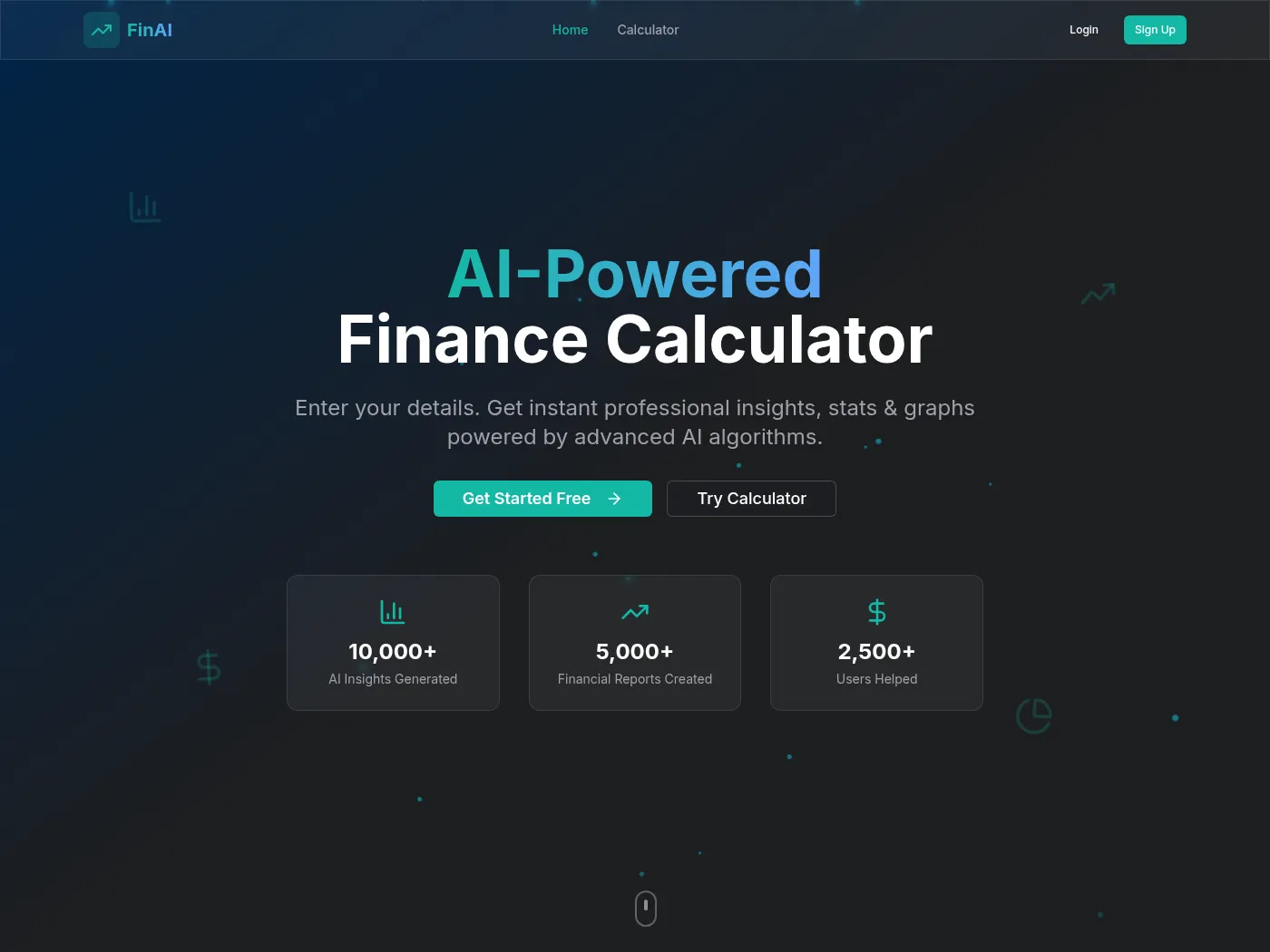 FinAI SaaS: Animated Finance Calculator Platform