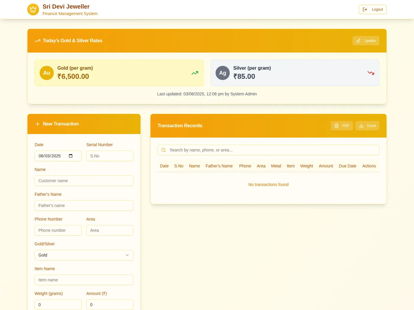 Final Gold Finance Management System for Sri Devi Jeweller
