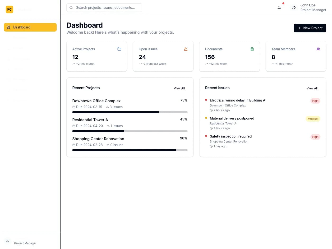 Finalcad Clone Construction Management Platform