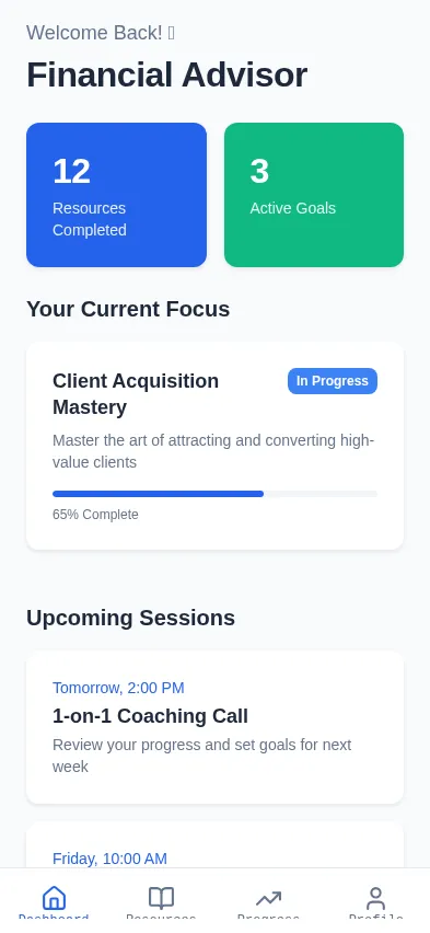 Financial Advisor Coaching Mobile App