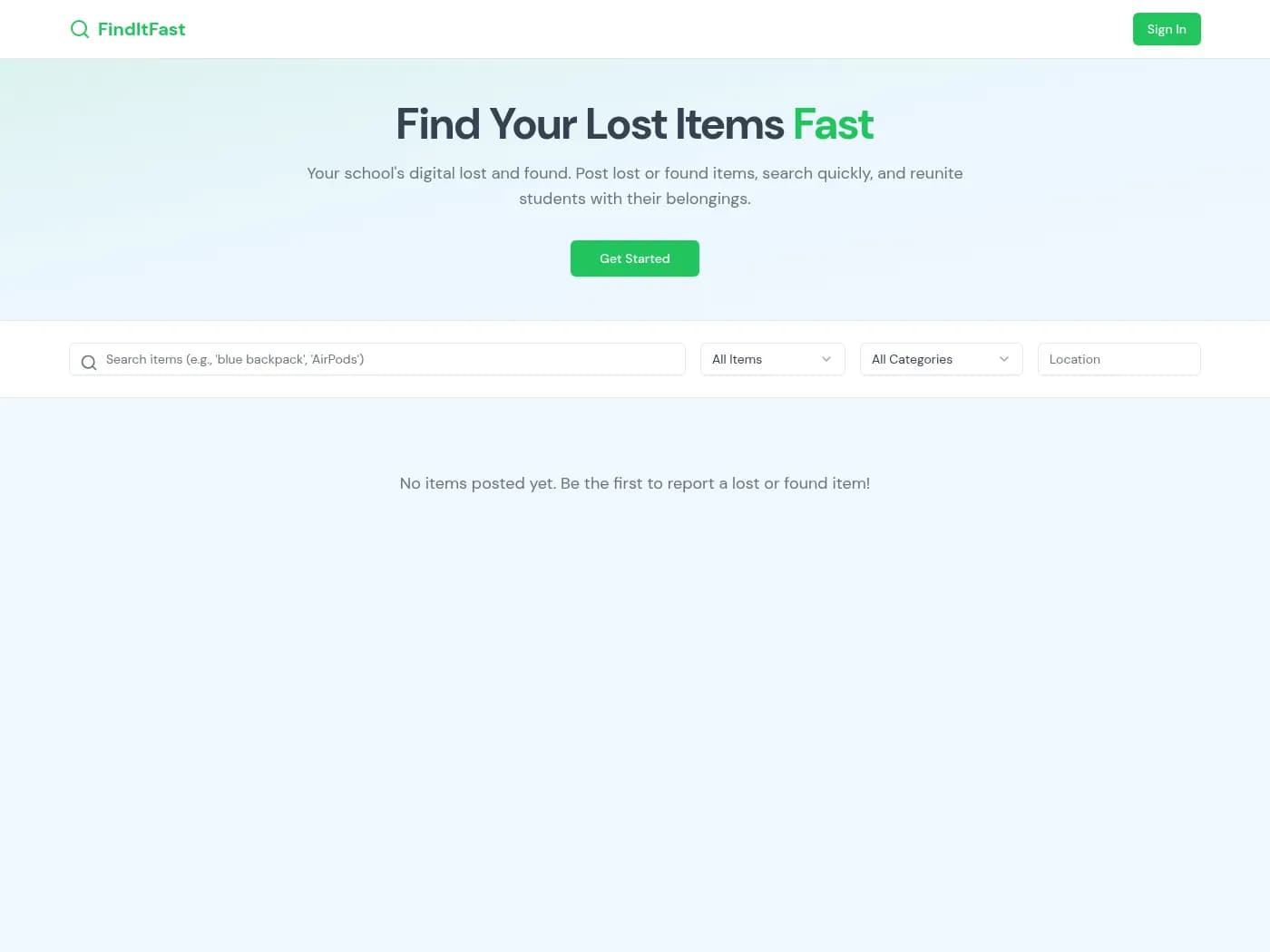 FindItFast: Online Campus Lost and Found for Students