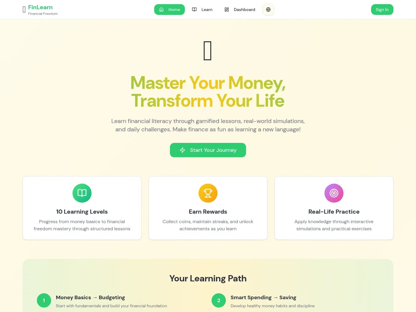 FinLearn – Gamified Financial Awareness and Freedom App