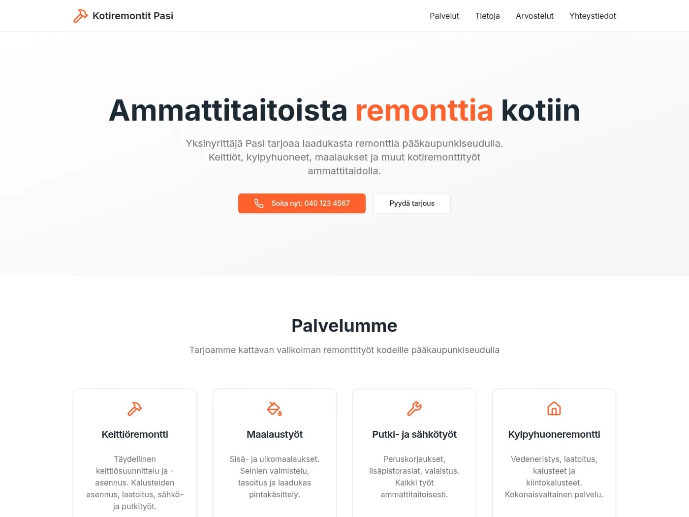 Finnish Home Renovation Business Website
