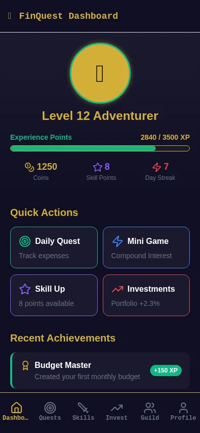 FinQuest: Gamified Financial Literacy RPG App