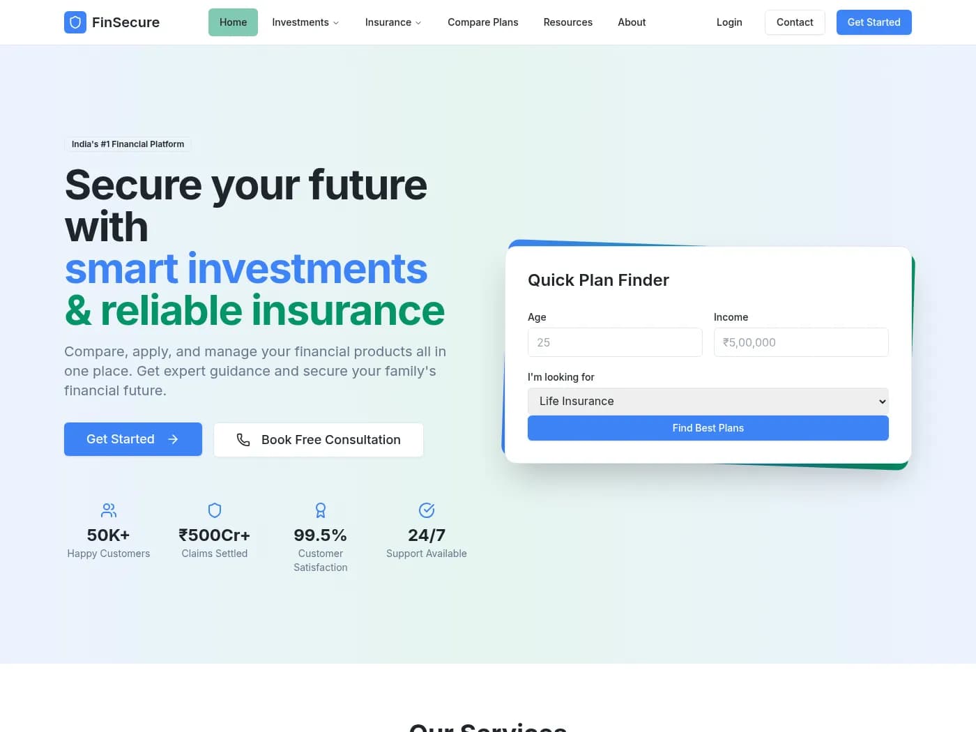 FinSecure: Investment & Insurance Discovery Platform