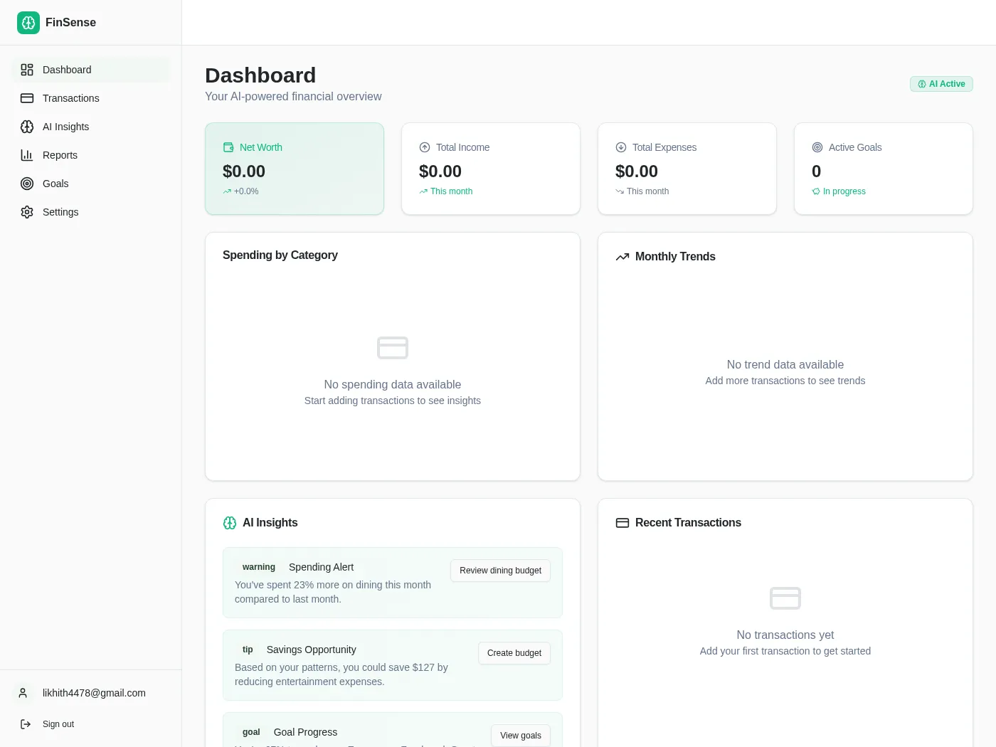 FinSense: AI-Driven Personal Finance Insights