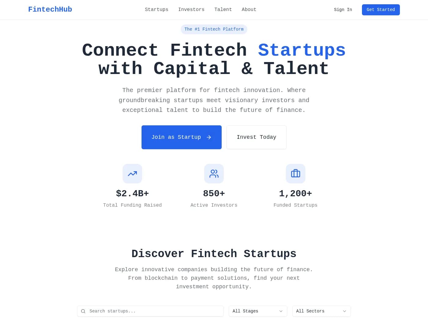 Fintech Startup Platform