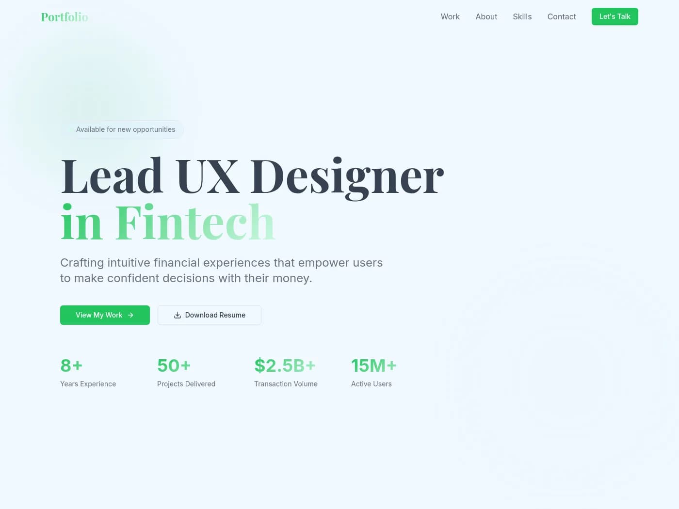 Fintech UX Designer Portfolio Website