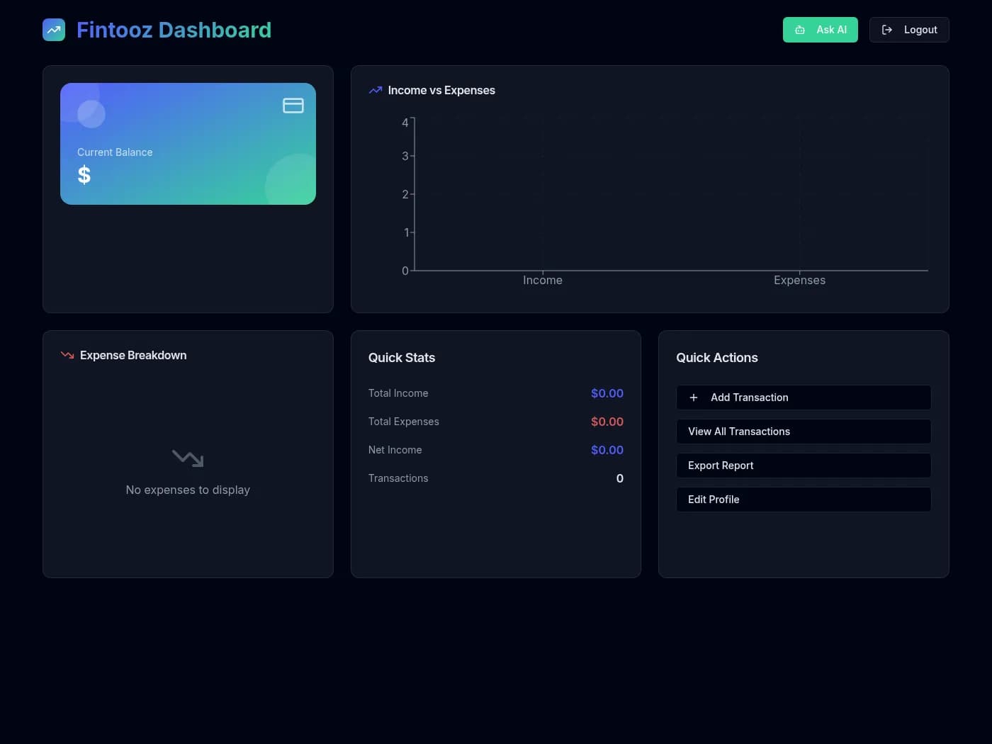 Fintooz – AI-Powered Financial Management Web App with Modern Liquid Glass UI