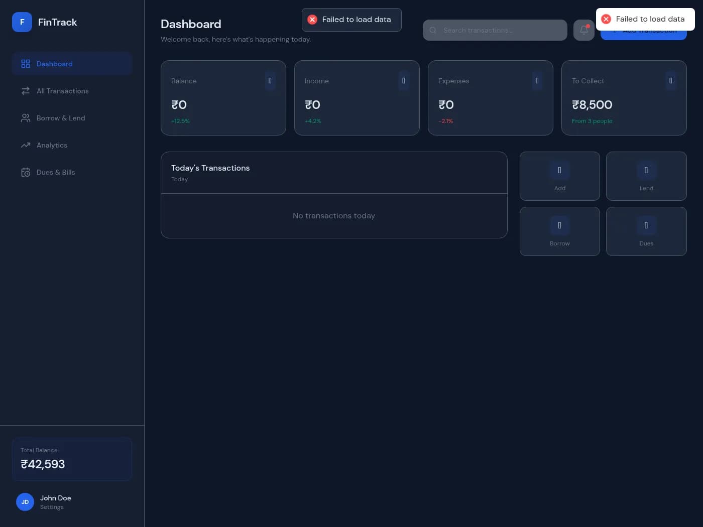 FinTrack – Personal Finance Dashboard