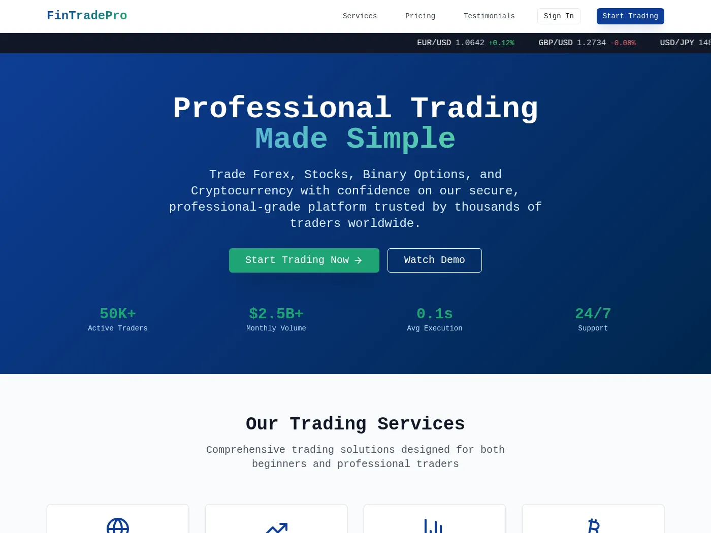 FinTradePro: Modern Financial Trading Platform Frontend Templates