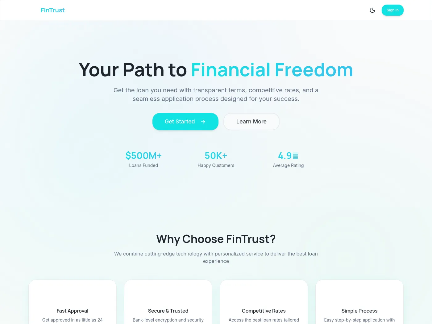 FinTrust - Minimalist Loan Approval Web App