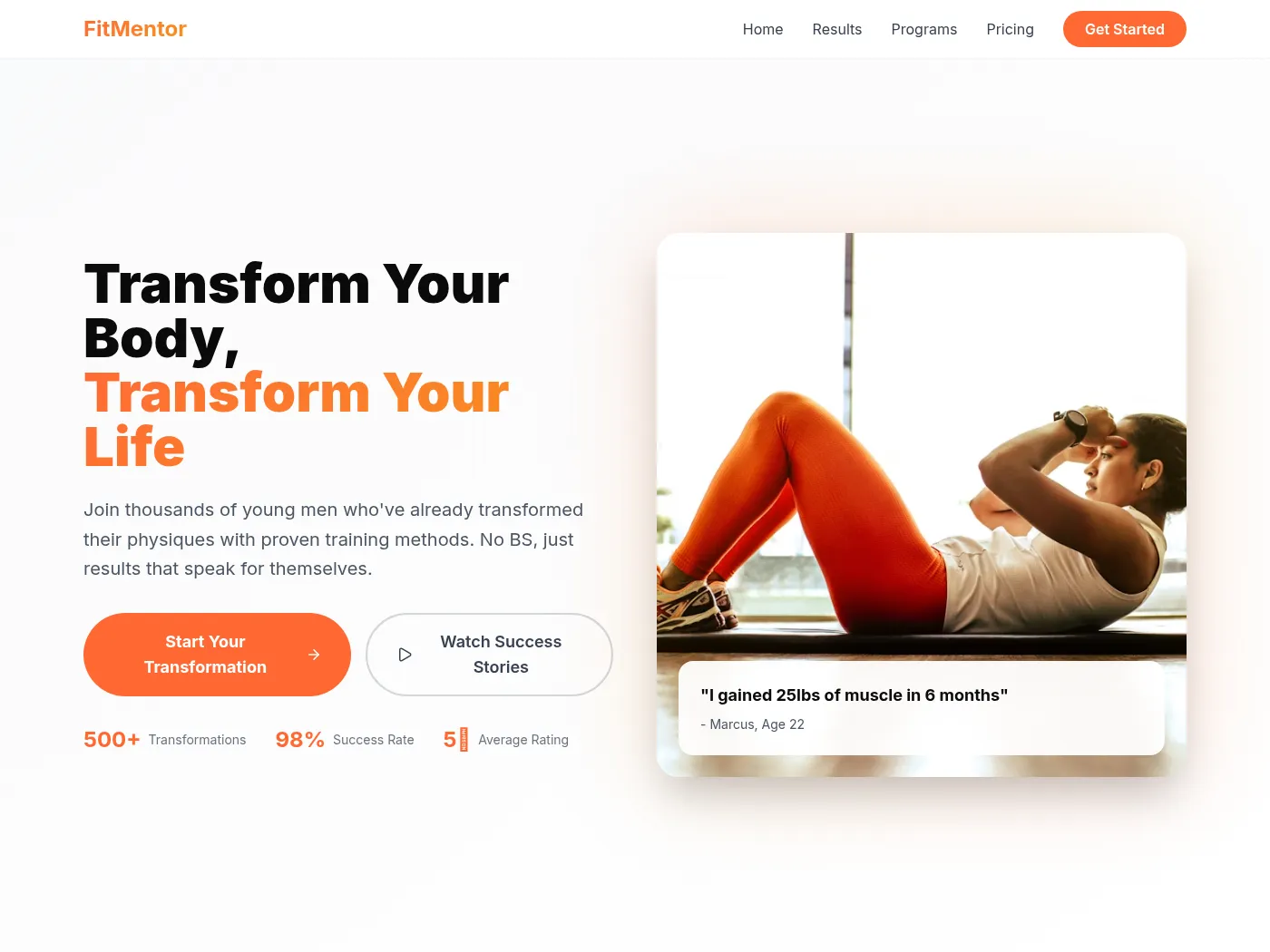 FitMentor: Fitness Coaching Website for Young Men