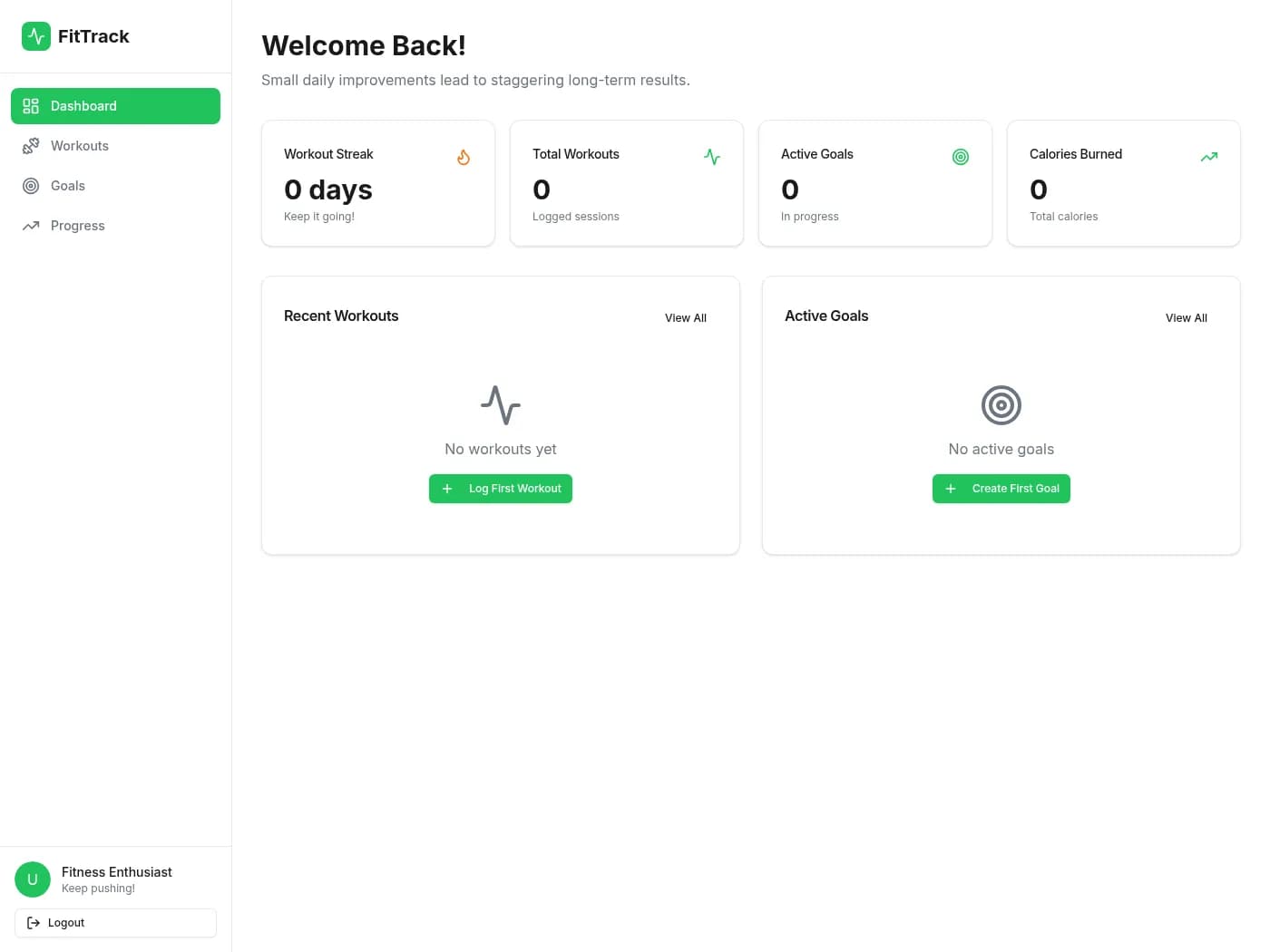 Fitness App Dashboard
