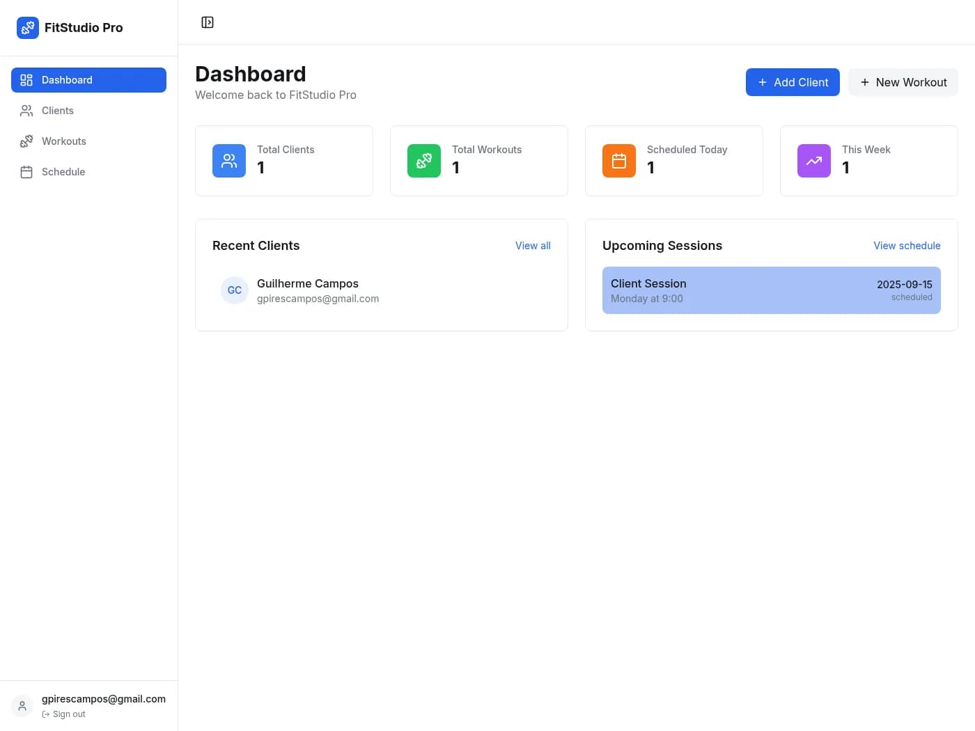Personalized Client Workout Planner for Fitness Studios
