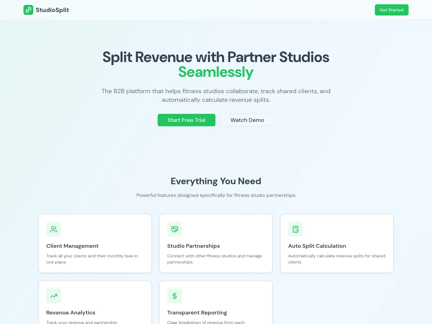 Fitness Studio Revenue Splitter for B2B
