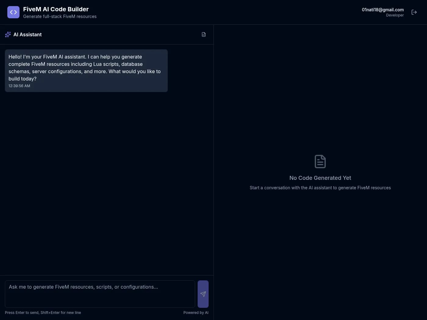 FiveM AI Chatbot Full Stack Code Builder