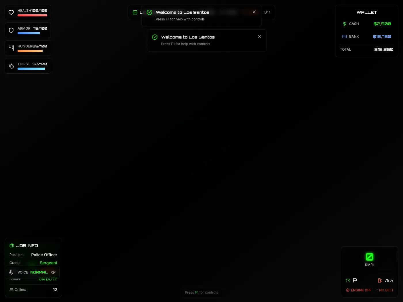 FiveM ESX HUD Dashboard