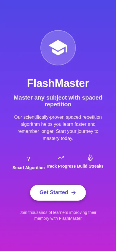 Flashcard Spaced Repetition Mobile Study App