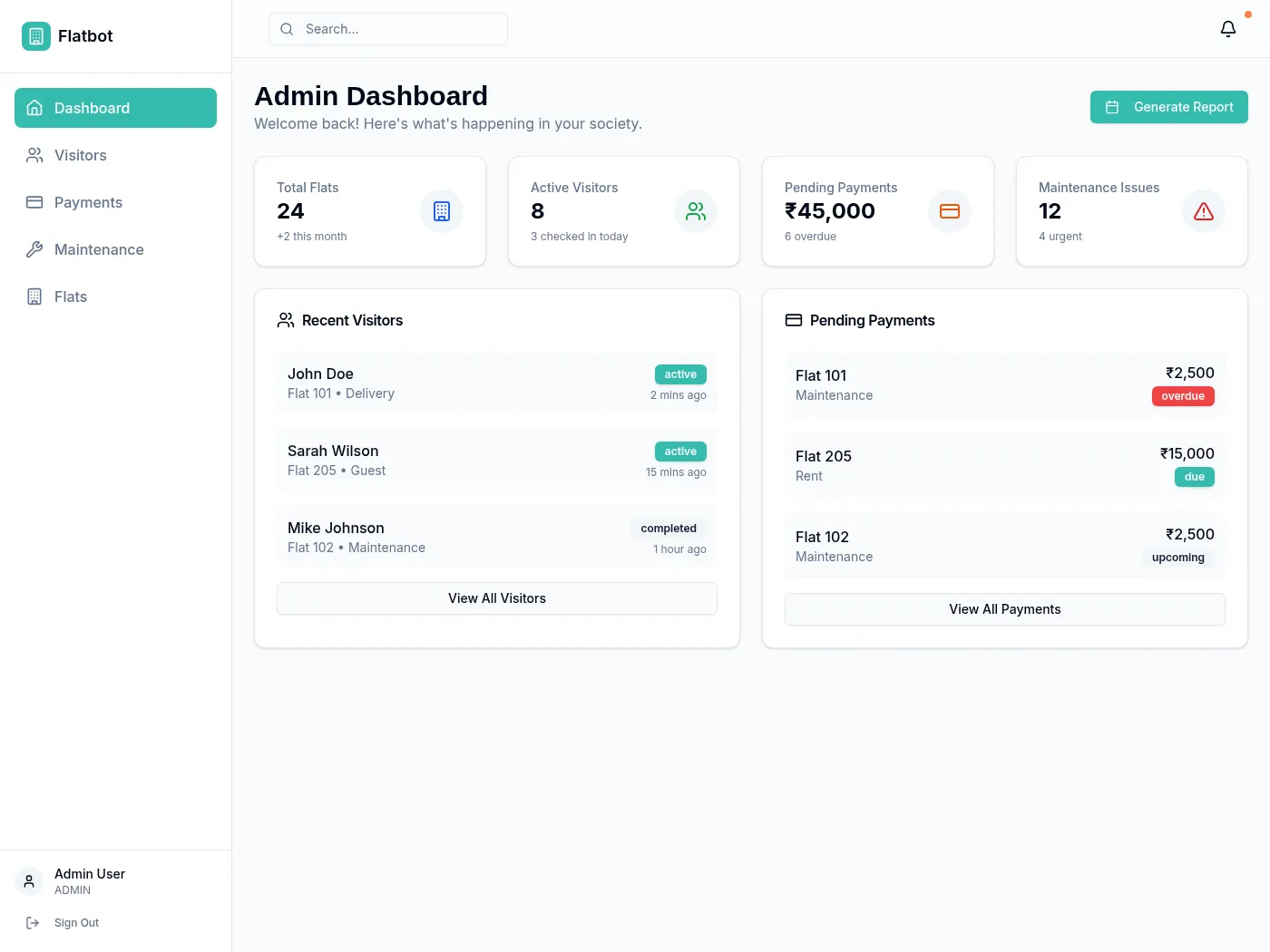 Flatbot Society Management Webapp MVP