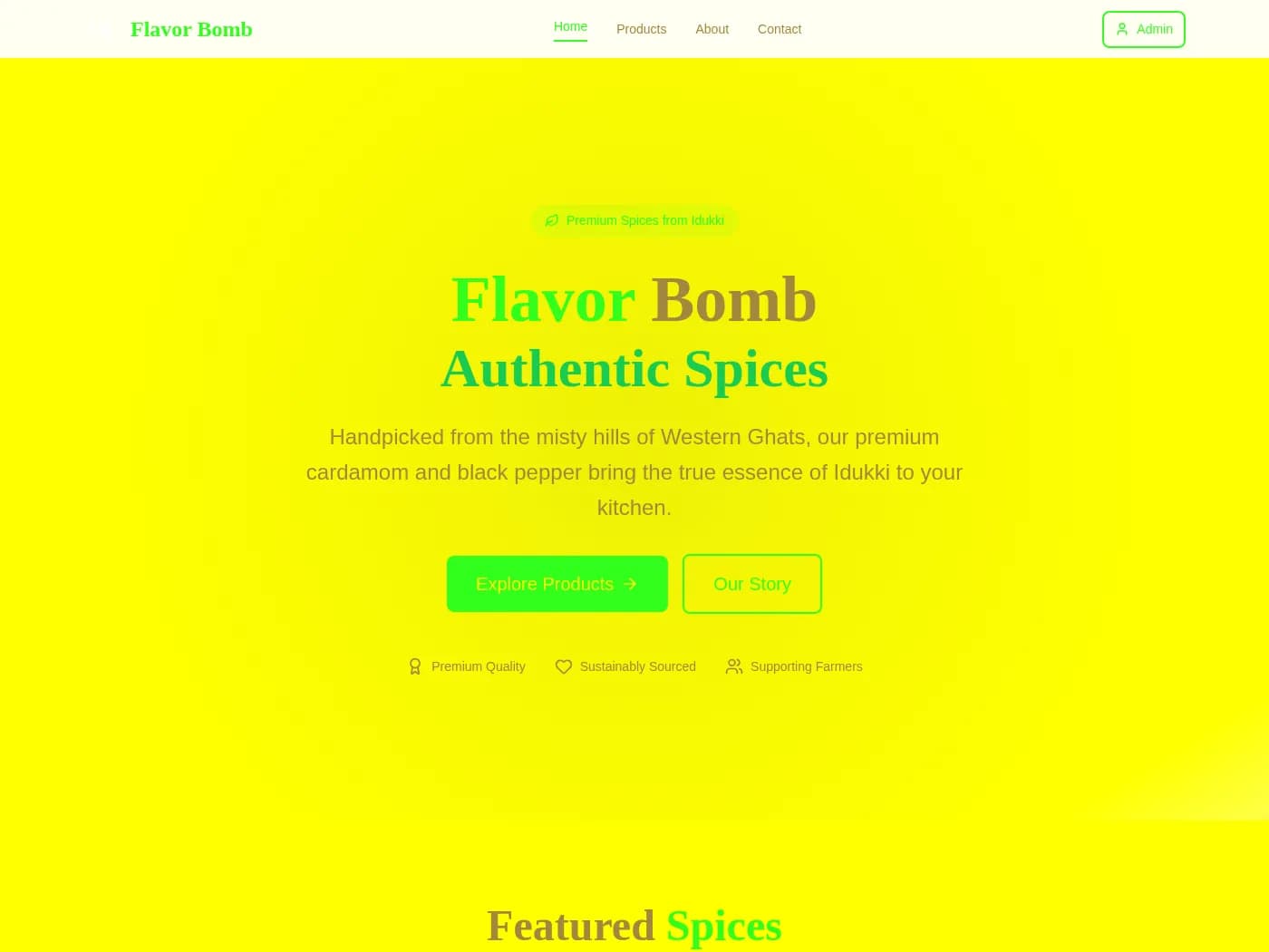 Flavor Bomb Spices: Minimal E-commerce Platform with Admin Panel
