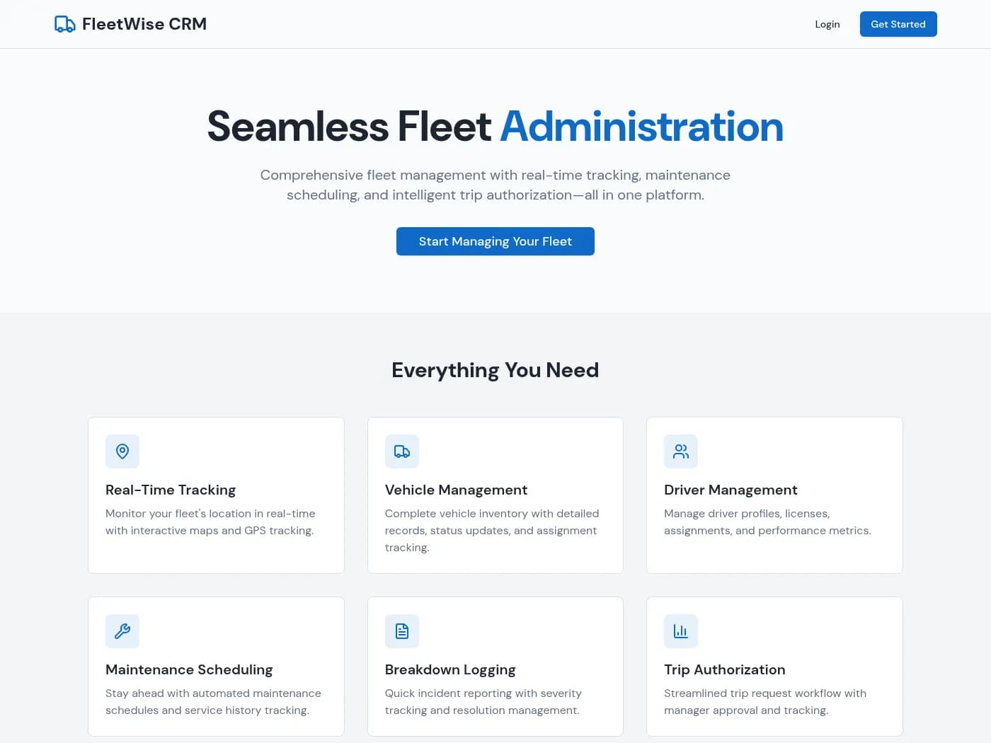 FleetWise CRM: Seamless Fleet Administration Platform