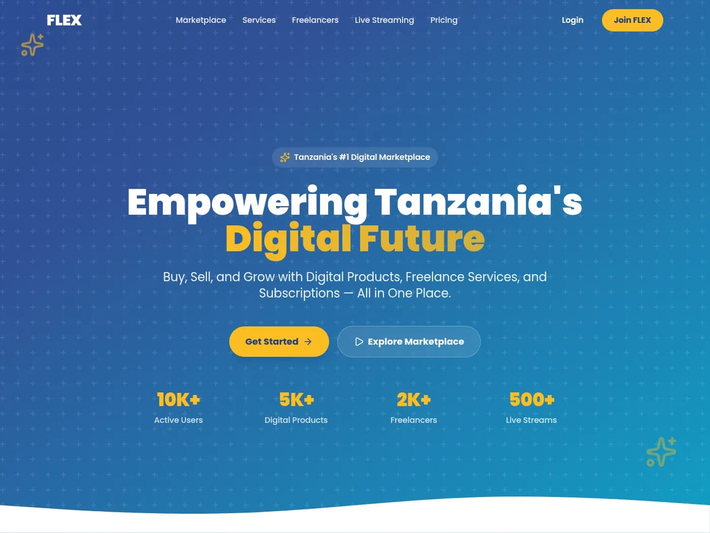 FLEX - Modern African Digital Marketplace Homepage