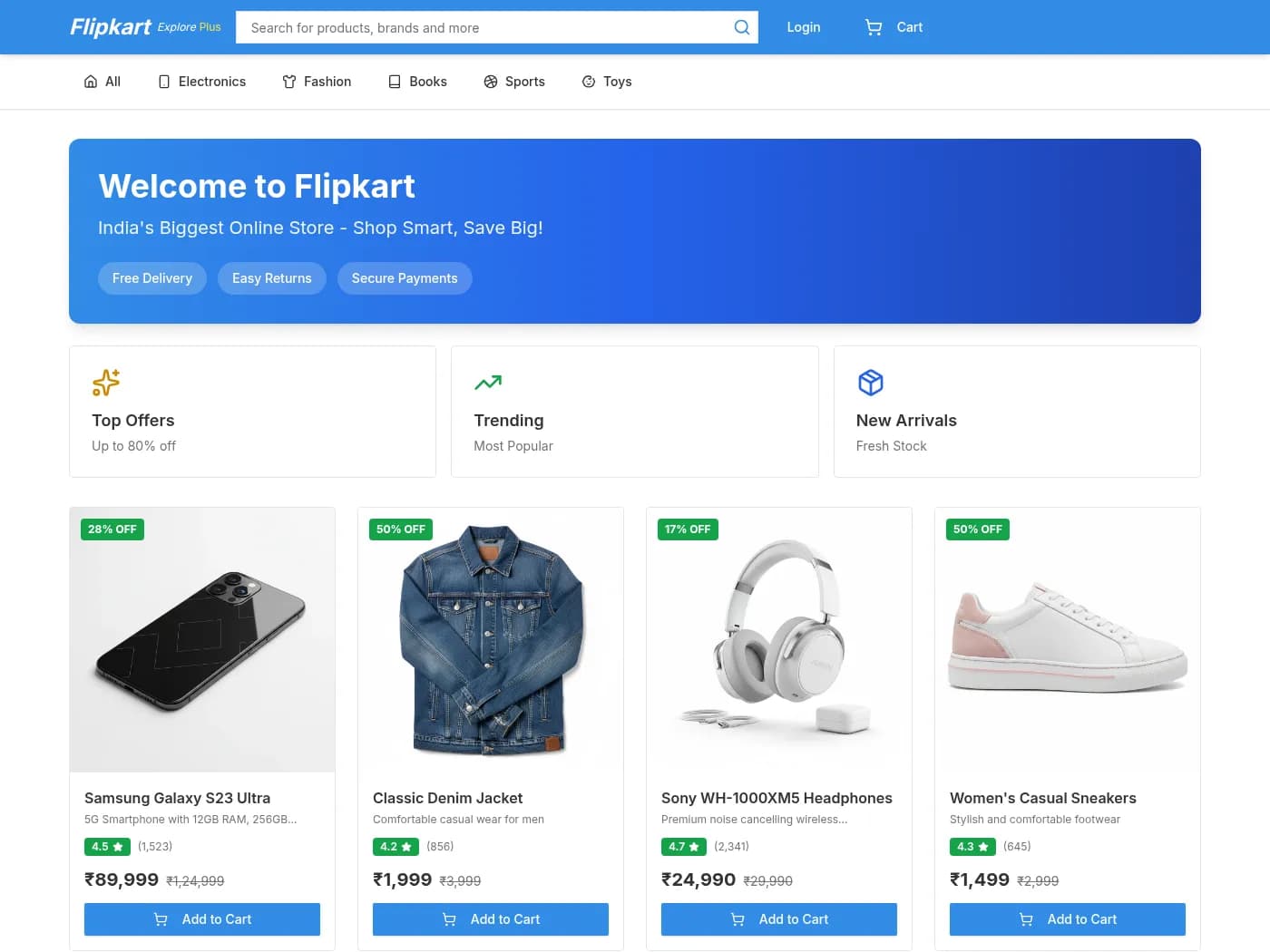 Flipkart Clone: Full-Featured E-commerce Web App