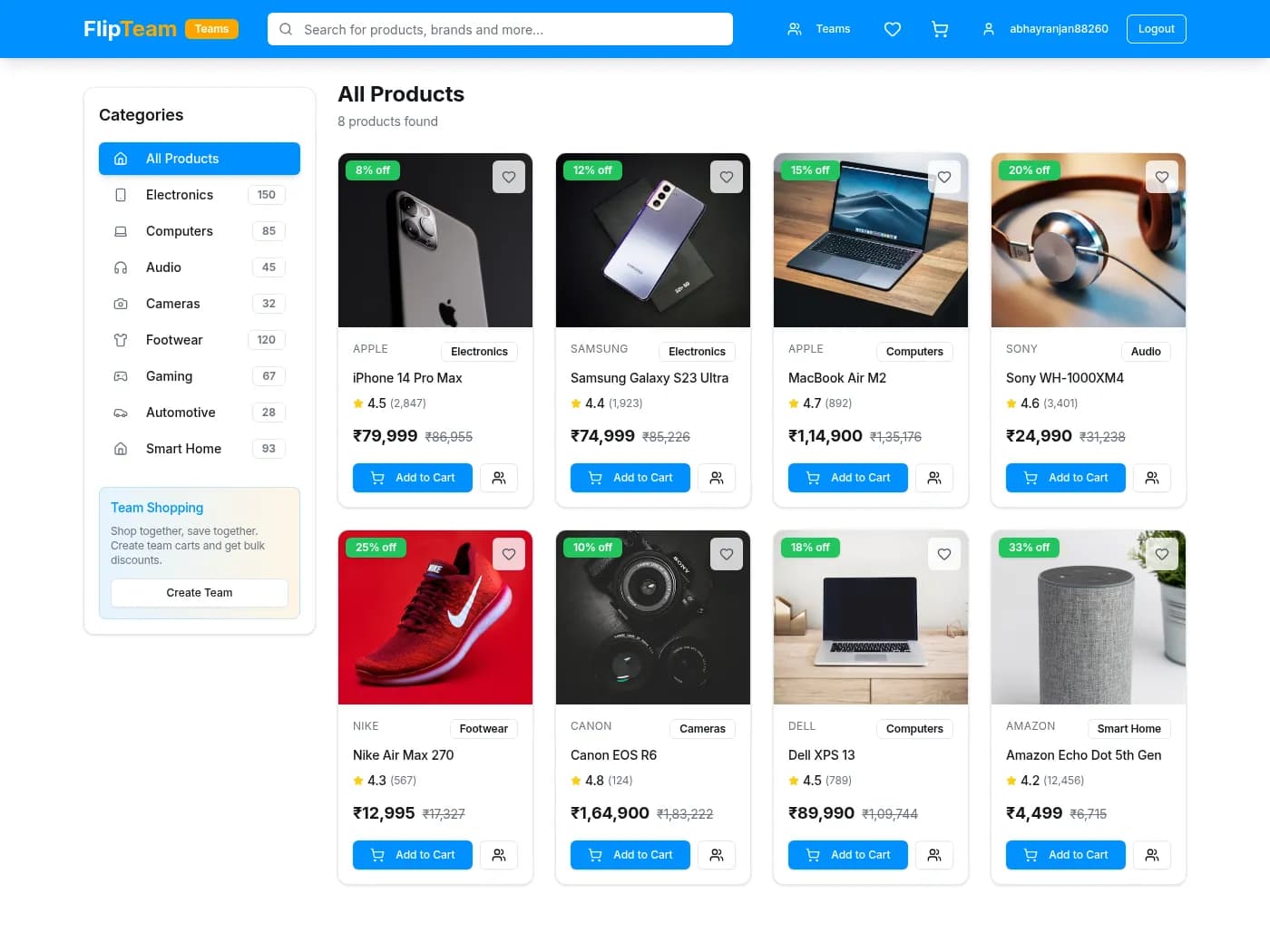 Flipkart MVP for Teams