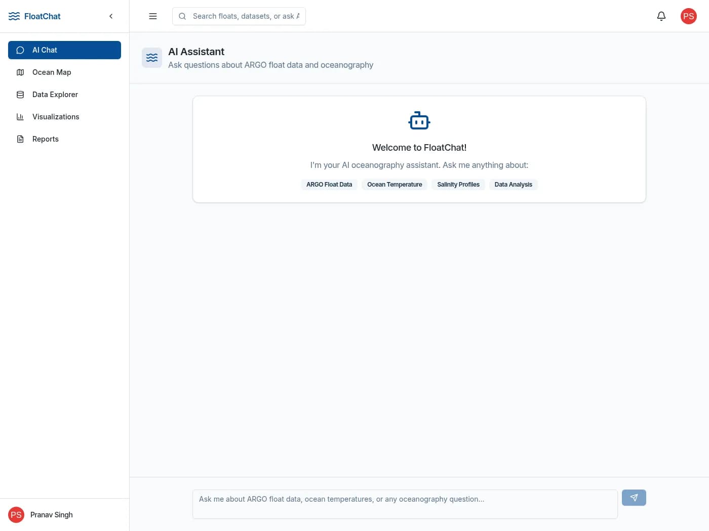 FloatChat: AI-Powered ARGO Float Data Explorer for Oceanography