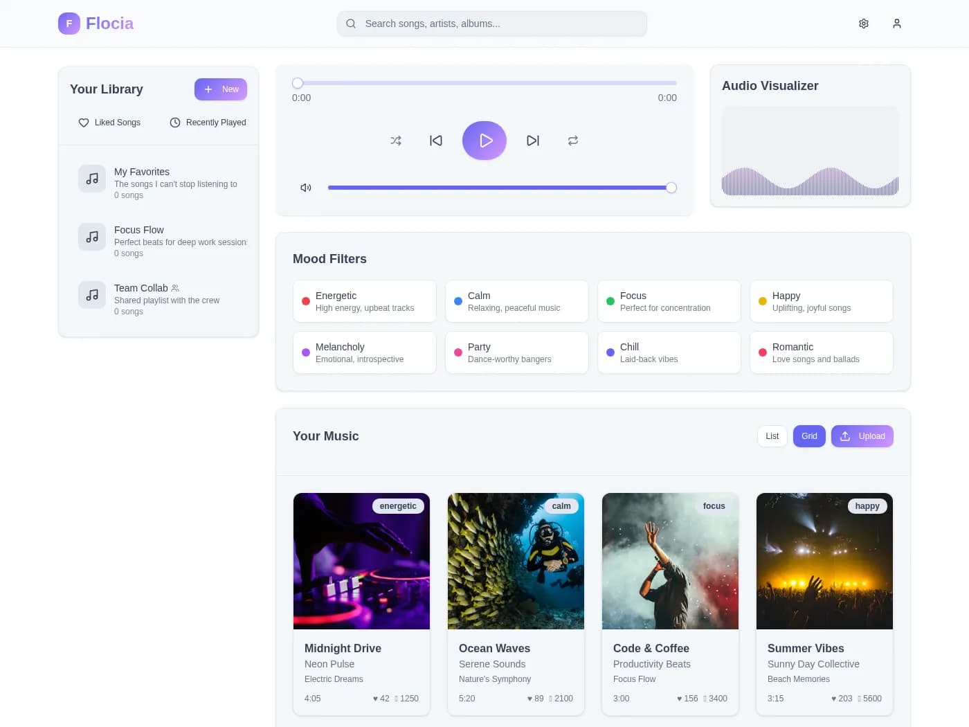 Flocia Music Player with Advanced Features