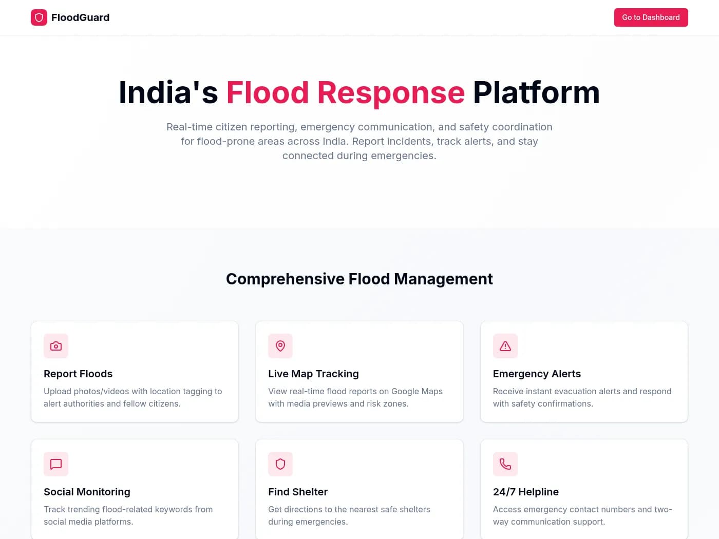Flood Alert & Response Platform for India with Real-time Mapping, Citizen Reporting, and Emergency Communication