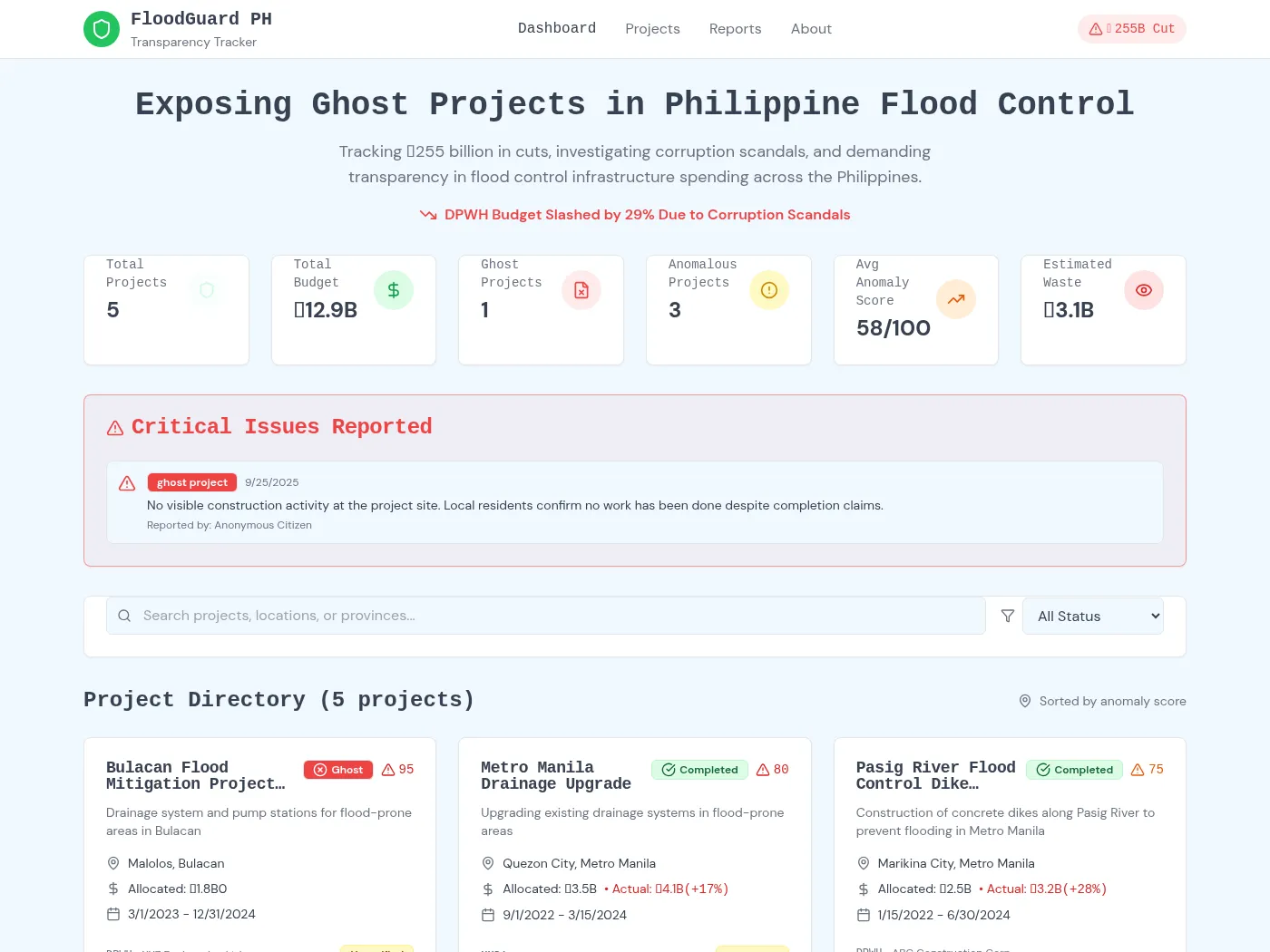 Flood Control Transparency Tracker: Exposing Ghost Projects in the Philippines