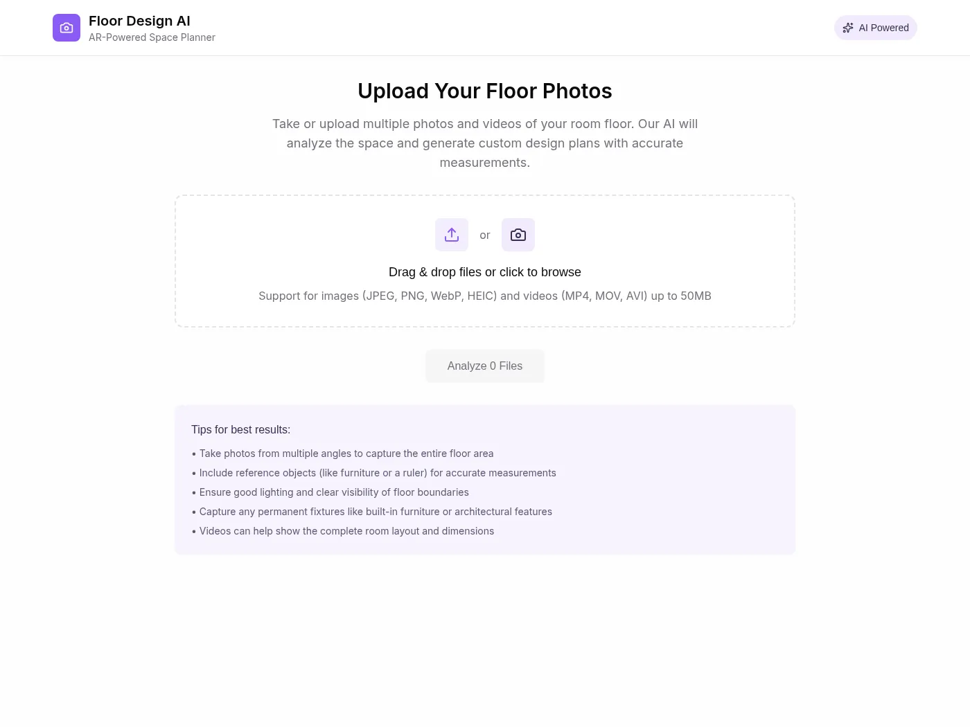 Floor Design AI: AR-Powered Multi-Photo Space Planner with Voice Control