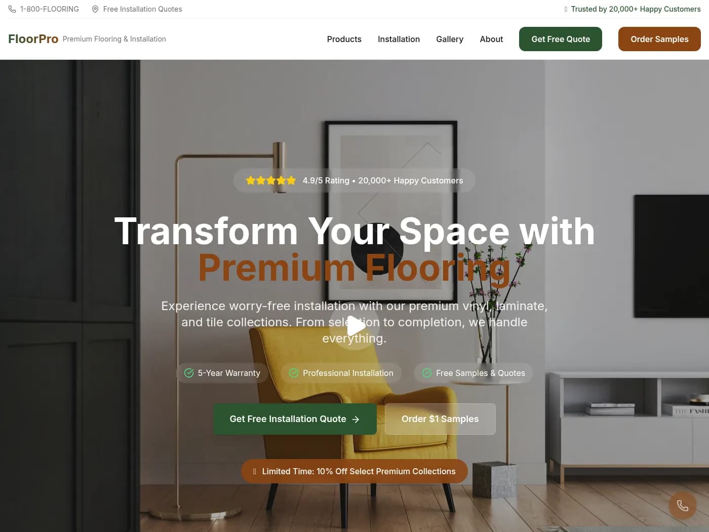 Flooring Retail & Installation Website Inspired by Flooret and M-Trim