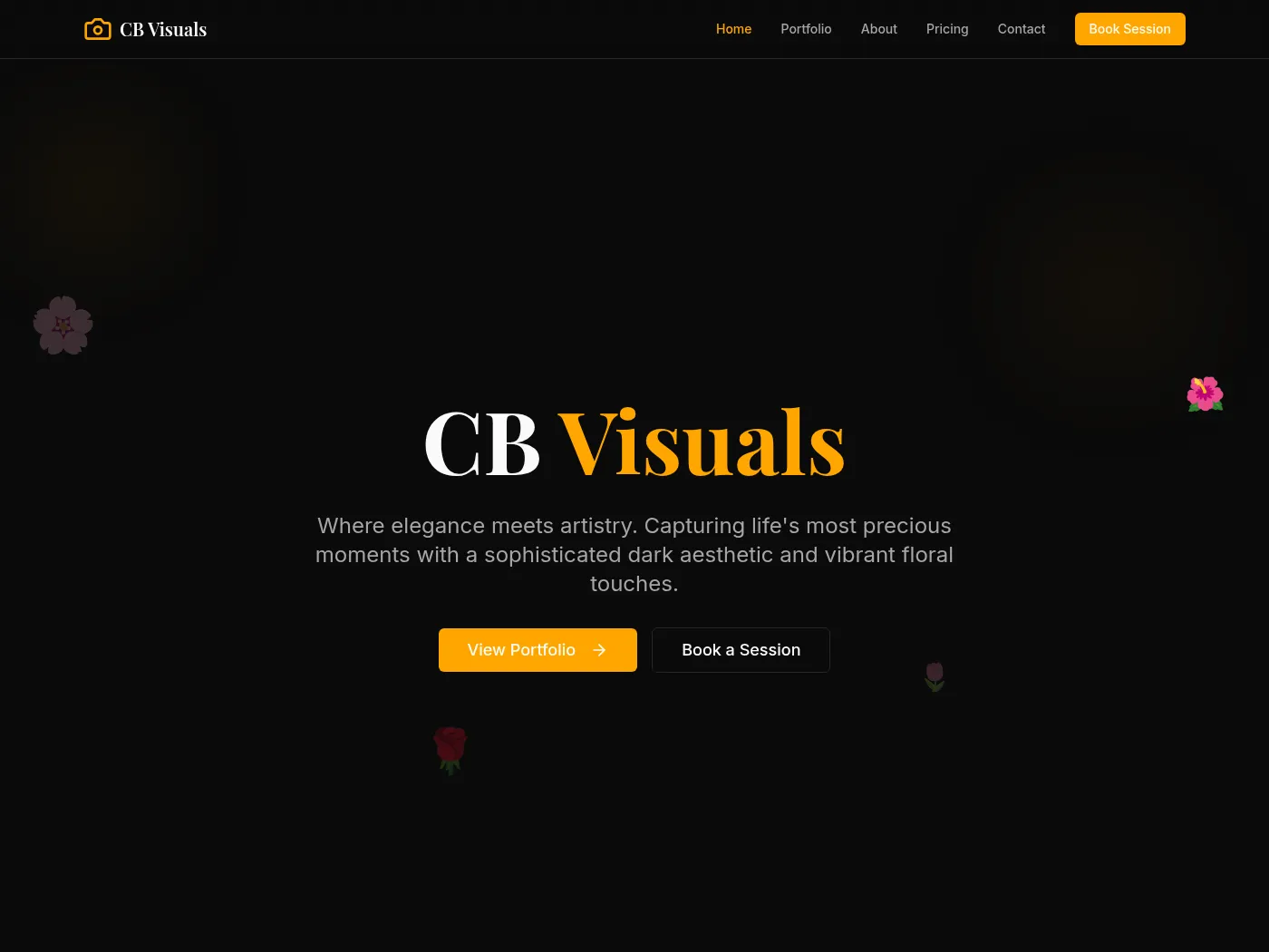 Floral Noir Photography Portfolio Website