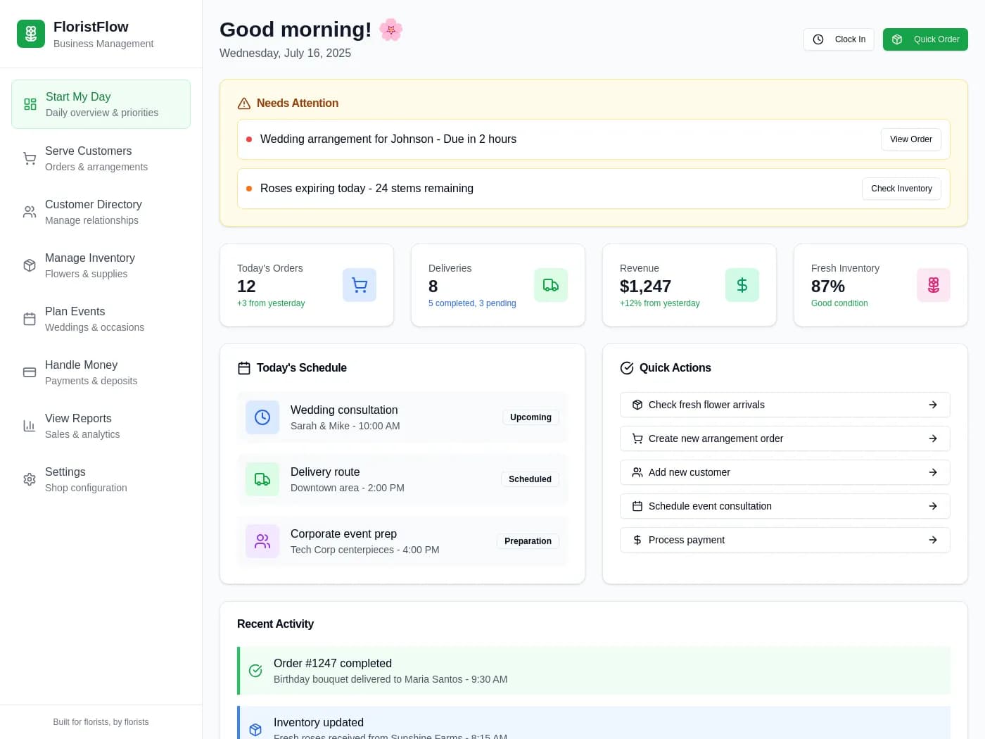 FloristFlow - Complete Florist Business Management System